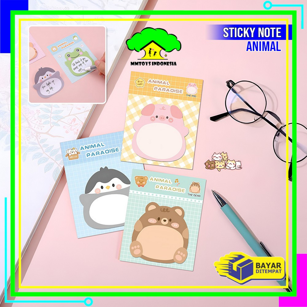 Jual MI-A103 Sticky Notes Motif Hewan Isi 20 Lembar / Tempelan Kertas ...