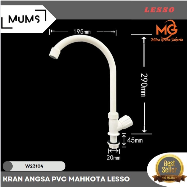 Jual Kran Angsa Duduk Pvc Lesso W23104 1/2" Keran Air Sink Wastafel Model Soligen MGJ | Shopee ...