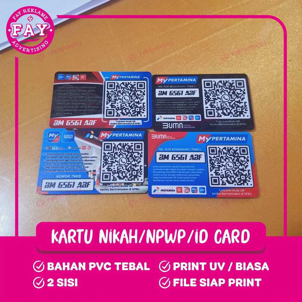 Jual ID CARD, QR PERTAMINA, BARCODE PERTAMINA, MEMBER CARD , MURAH, FAY REKLAME | Shopee Indonesia