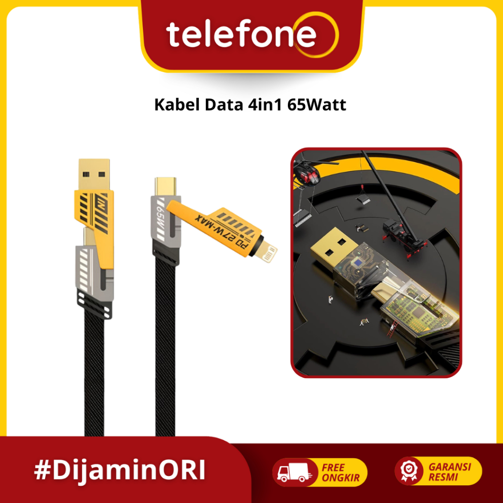 Jual Kabel Fast Charging 4 in 1 PD Fast Charging Data 65watt Type C To ...