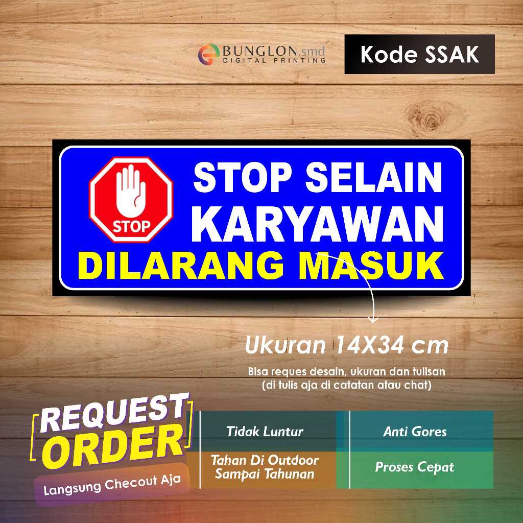Jual STIKER STOP SELAIN KARYAWAN DILARANG MASUK + LAMINASI KODE SSAK ...