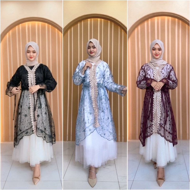 Jual Raya Dress satu Set Inner Outer Dan Rok Tutu Ratu Busana Gamis ...