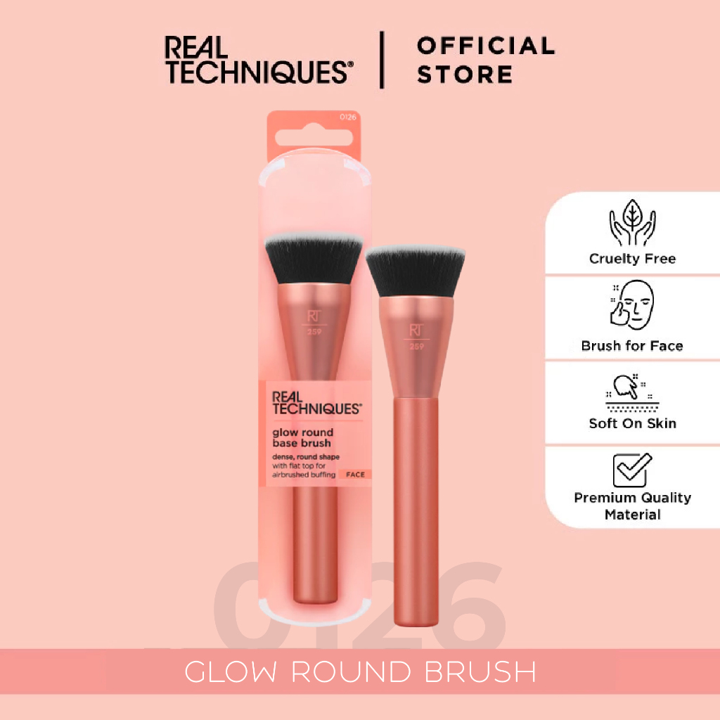 Jual Real Techniques 10012600 Glow Round Base Brush Makeup Kuas Rias Foundations Concealer ...