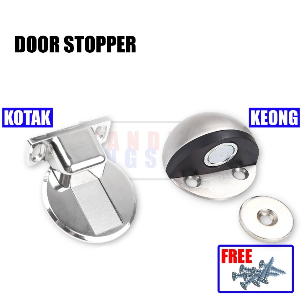 Jual Door Stopper Stainless Penahan Pintu Model Door Stop Kotak & Bulat ...