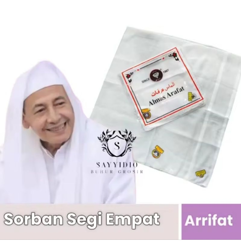 Jual Sorban Putih Polos Habib Luthfi Serban Persegi | Surban Made in ...