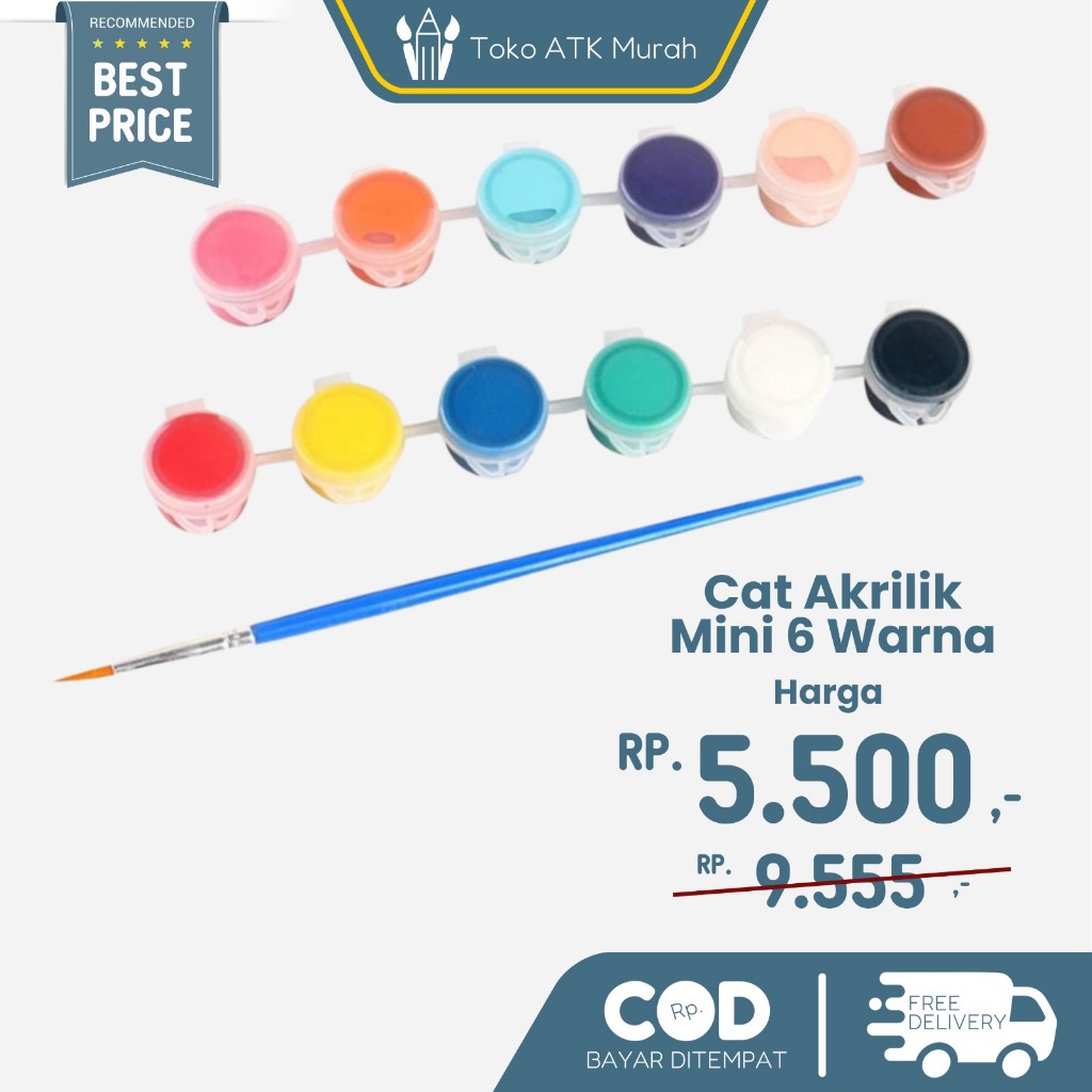 Jual Cat Akrilik Mini 6 Warna / Acrylic Tube Colour Set 3ml Paint By ...