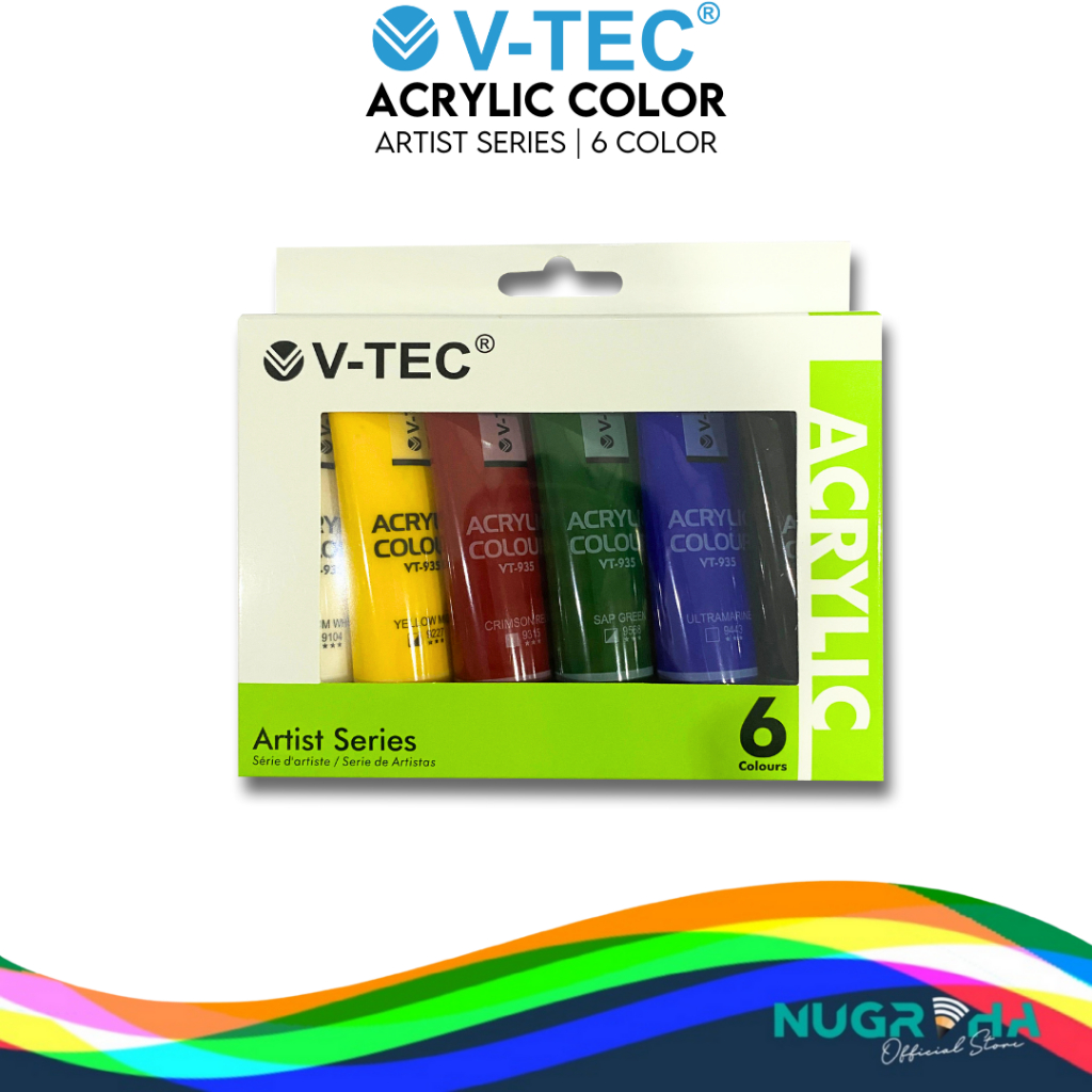 Jual Cat Akrilik Set Lukis V-Tec Isi 6 Warna Dasar x 30 ml / Vtec ...