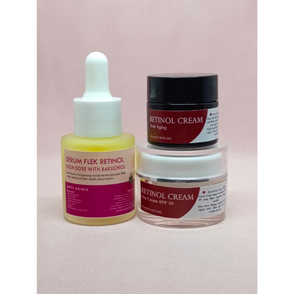 Jual PAKET RETINOL SERUM DAN CREAM DAY & NIGHT PINK Penghilang Flek ...