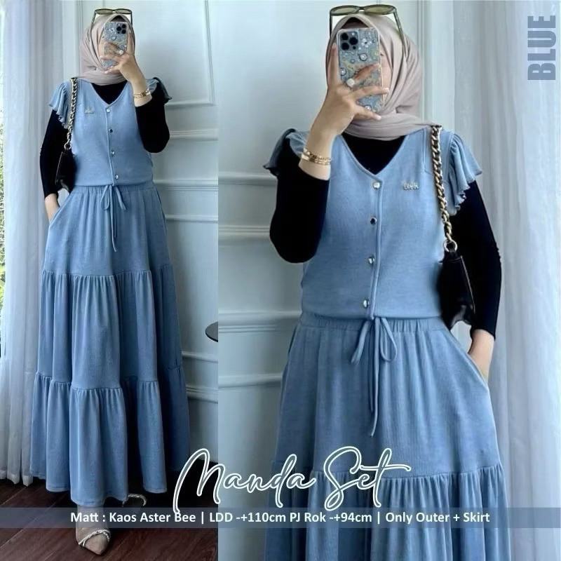 Jual TANPA INNER !! MANDA SET ROK OUTER RIB KNIT FIT TO XL // SETELAN ...