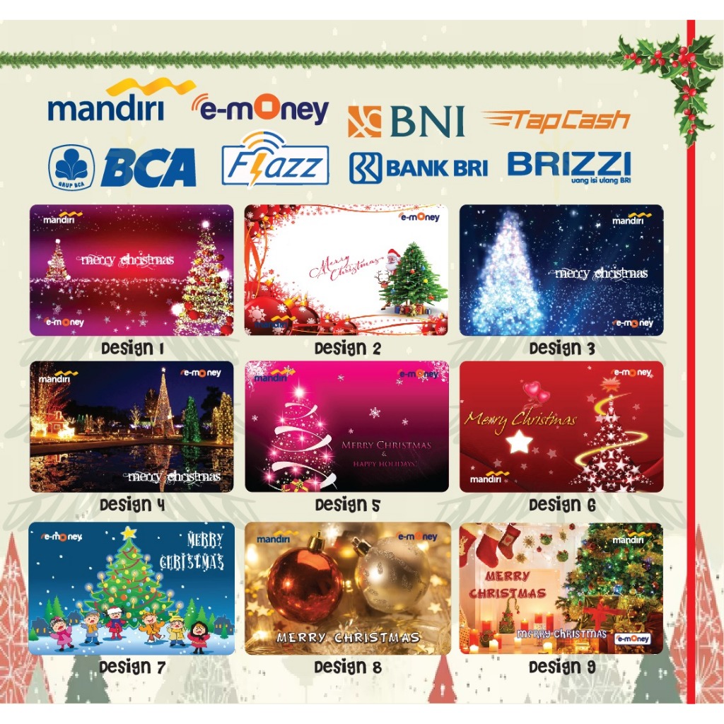 Jual KARTU EMONEY ETOLL DESIGN CHRISTMAS EDITION MANDIRI FLAZZ BCA GEN ...