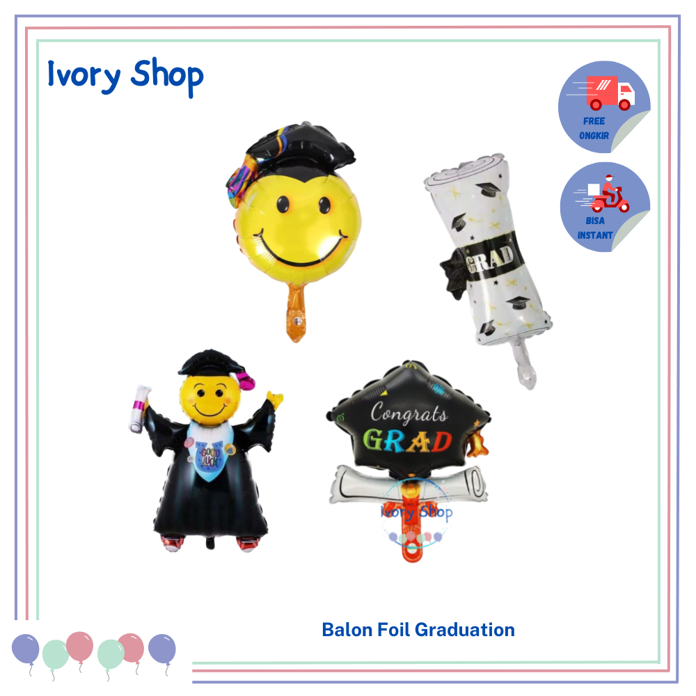 Jual Balon wisuda foil smile graduation balloon | Shopee Indonesia