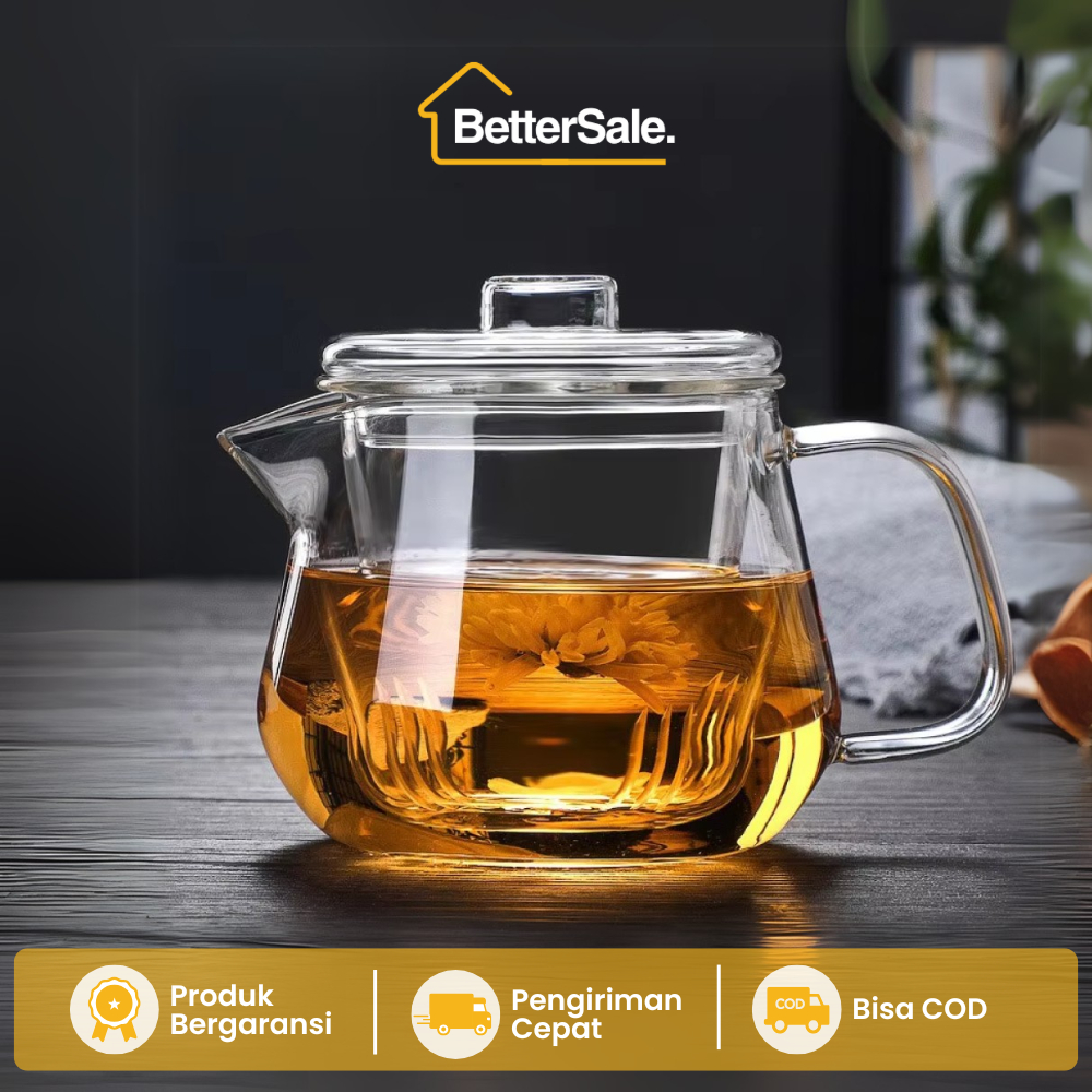 Jual Teko Teh Kaca Tahan Panas Api dengan Saringan Kaca Tahan Panas ...