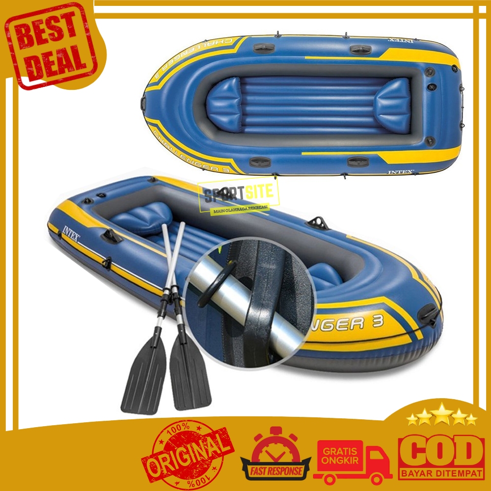 Jual Intex Challenger 3 Set Kapal Perahu Karet Renang Dewasa Inflatable ...