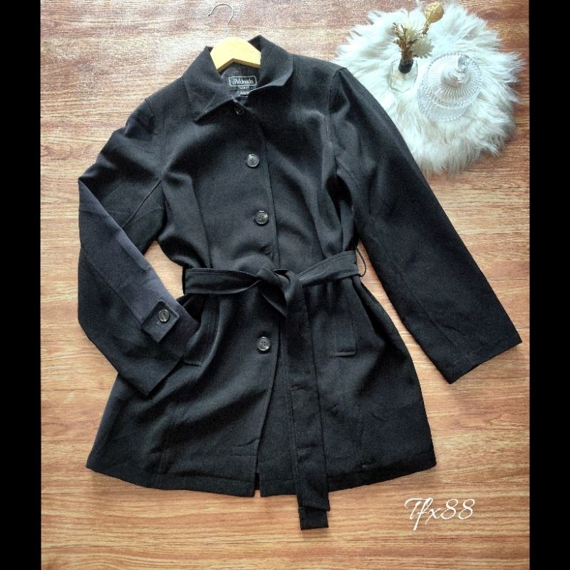 Jual coat Hitam Abu-abu Trench coat wanita mini hitam pekat | Shopee ...