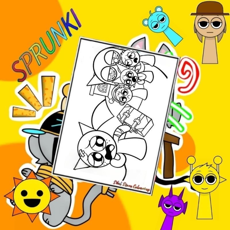 Jual Kertas Mewarnai Gambar Anak Tema Sprunki V3 / Kertas Gambar (11 ...