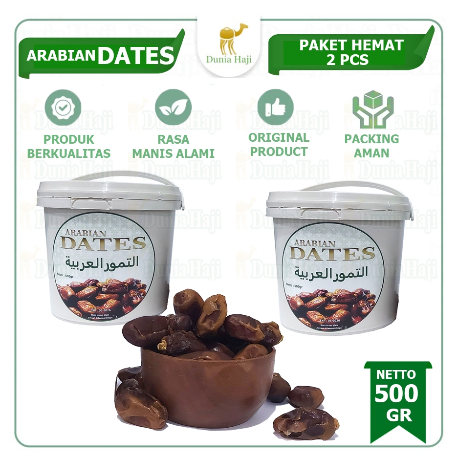 Jual Kurma Arabian Dates 2 pcs Kemasan Ember Paket Hemat Berkualitas ...