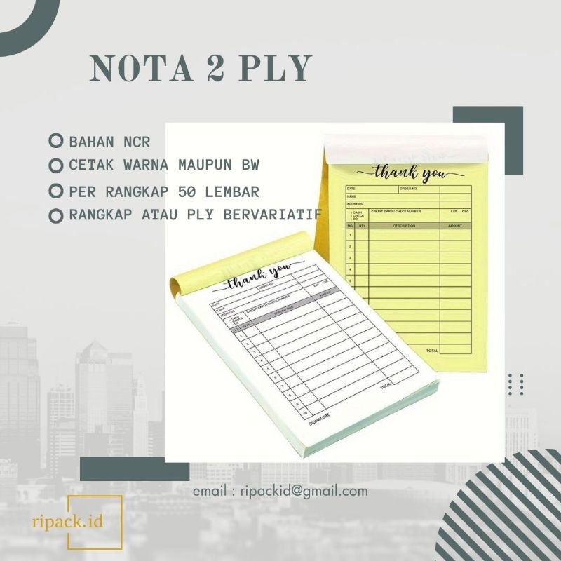 Jual Cetak Nota Bon 1/8 Folio 2 Rangkap / Ply | Shopee Indonesia