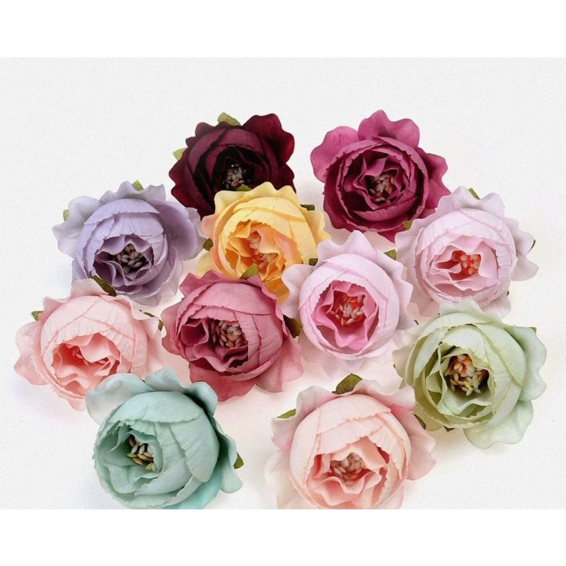 Jual Kepala Bunga - Peony 5 cm Artificial Flower Kain Peoni Rose Renda Mawar Kuncup Mekar ...