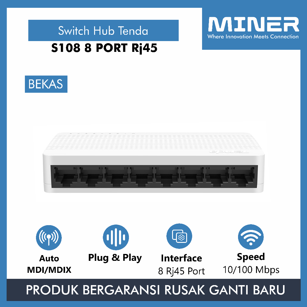 Jual MINER Tenda Switch Hub S108 8 Port 10/100Mbps Fast Ethernet ...