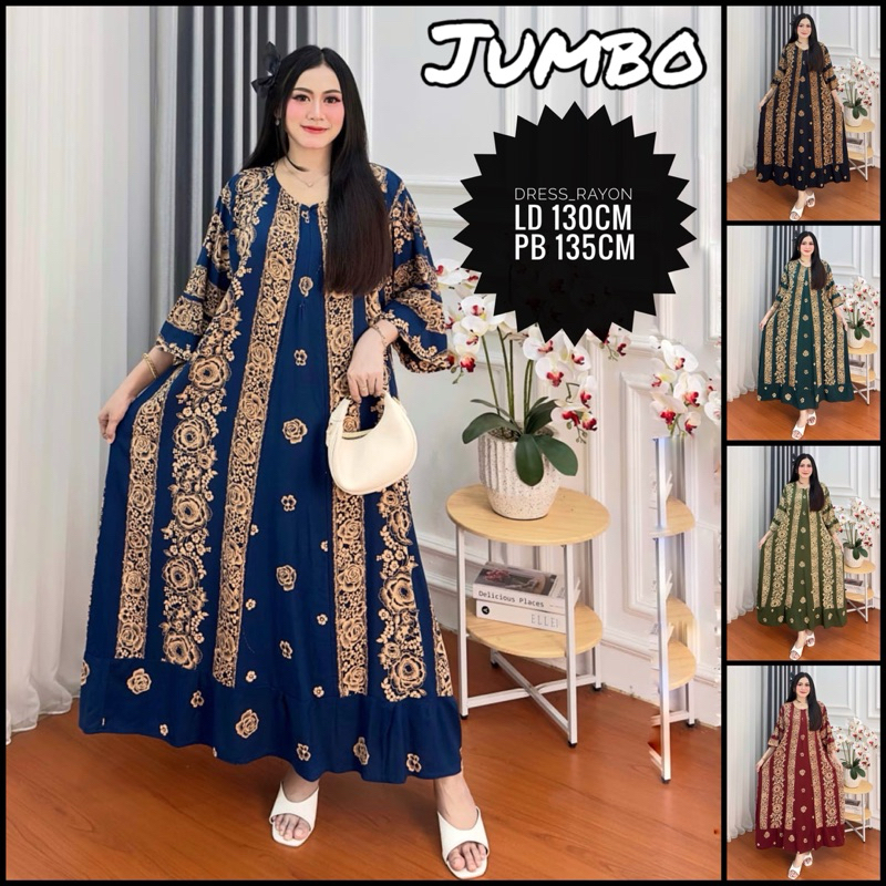 Jual CHIKA DRESS KOMBINASI LENGAN 3/4 JUMBO LD 130 VIRAL TERBARU KAIN ...