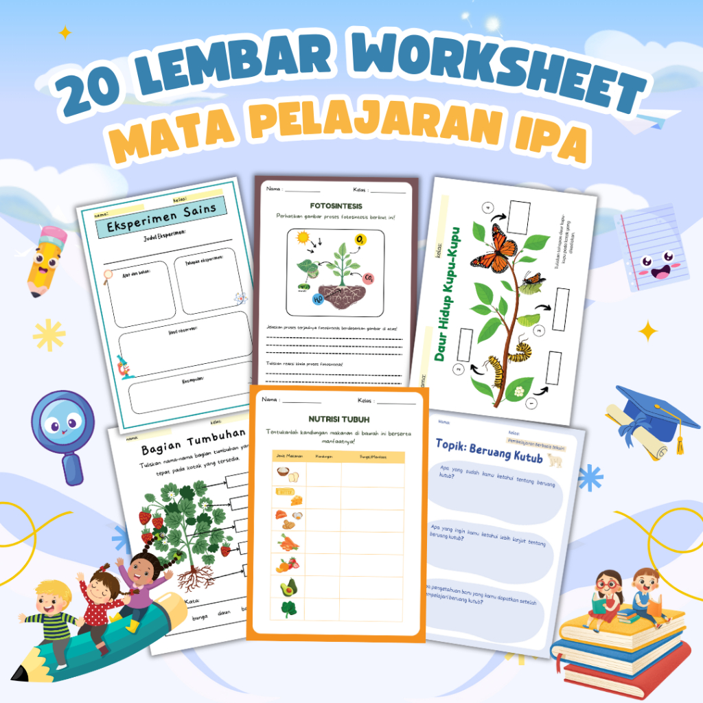 Jual 20 LEMBAR WORKSHEET PRINTABLE WORKSHEET MATA PELAJARA IPA UNTUK ...