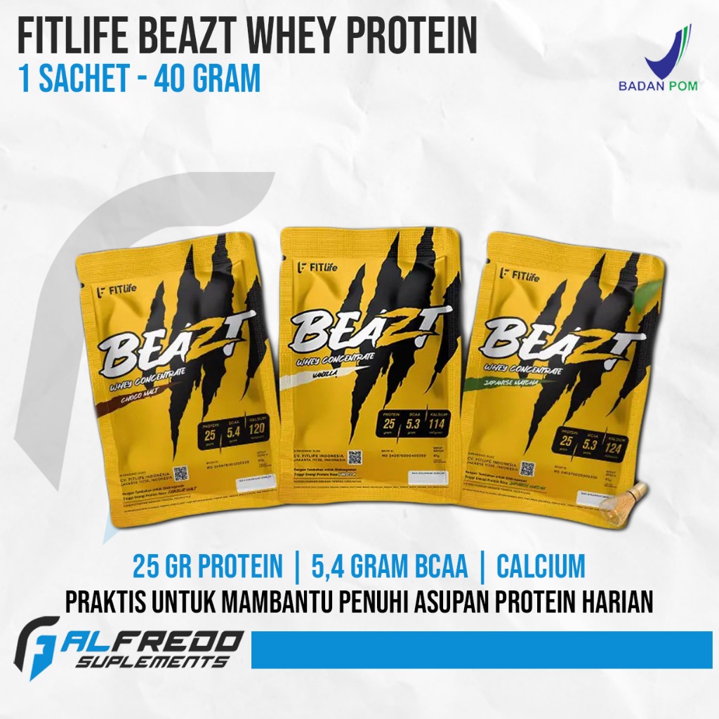 Jual Fitlife Beazt 1 Sachet Beast Whey Protein Tester Whey | Shopee ...