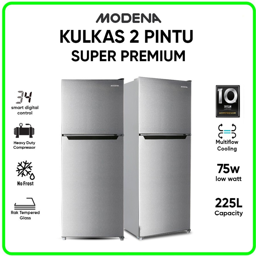 Jual KULKAS 2 PINTU SUPER PREMIUM MODENA RF 2250 TGDS - Kapasitas 225 ...