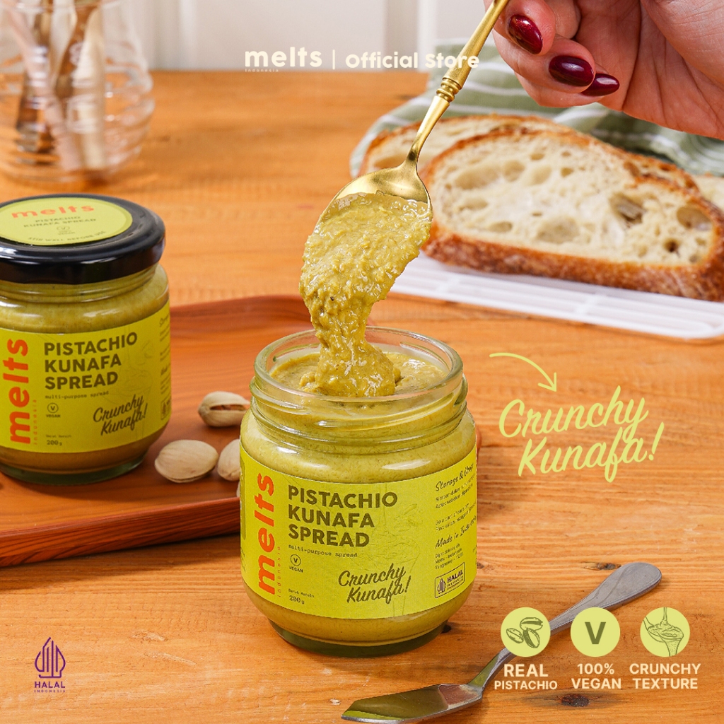 Jual Melts Pistachio Kunafa Spread | Selai kacang Crunchy Plant Based ...