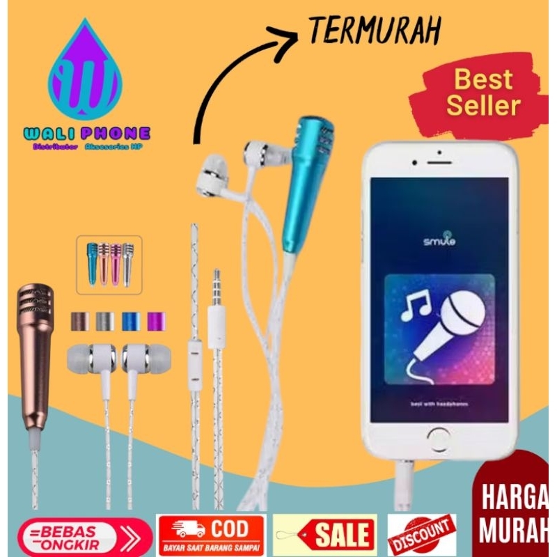 Jual headset handfree smule karaoke mini mic buat semua handphone cocok ...