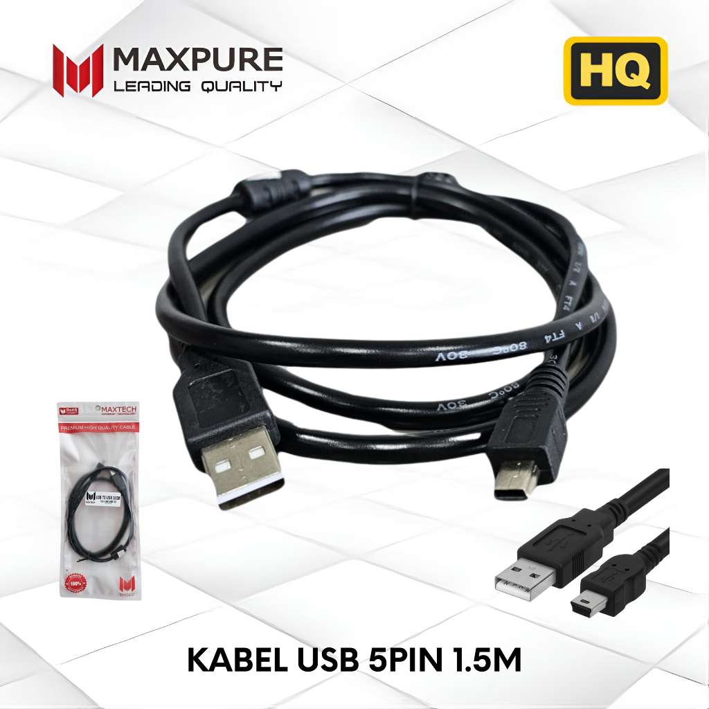 Jual KABEL USB 5 PIN PANJANG 1.5M / USB 5PIN / MINI USB | Shopee Indonesia
