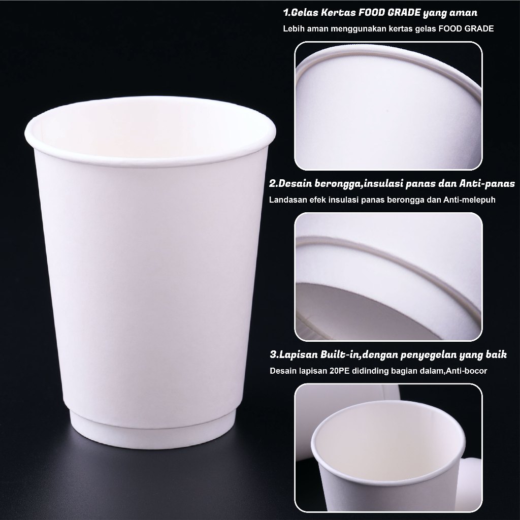 Jual [25PCS]Papercup Double Wall Putih 8oz(260ml) / Papercup Murah ...