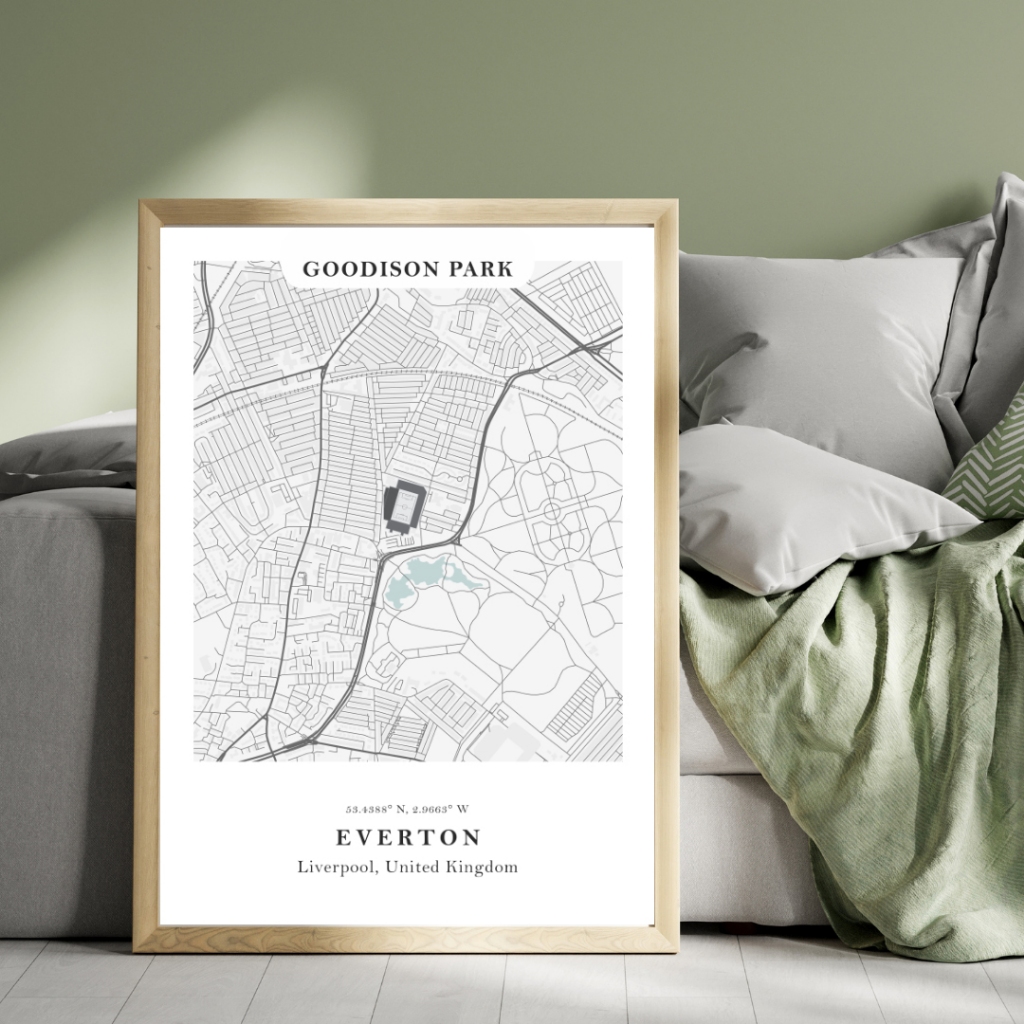 Jual Goodison Park City Map / Everton Map / Peta Stadion Goodison Park ...