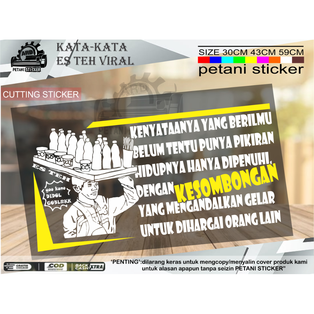 Jual STIKER ES TEH VIRAL KATA KATA STICKER CUTTING BEST SELLER | Shopee ...