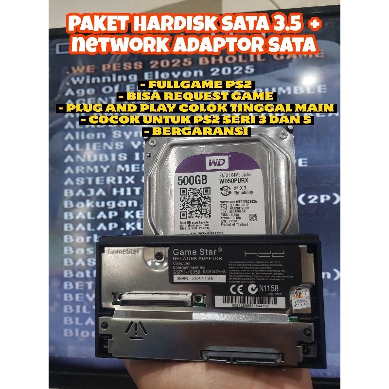 Jual PAKET HARDISK INTERNAL PS2 SATA PLUS NETWORK ADAPTOR SATA FULLGAME ...