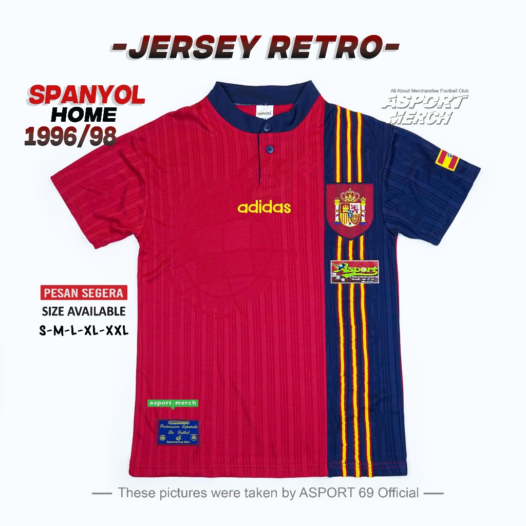 Jual JERSEY BOLA RETRO SPANYOL HOME 1996 1998 JERSEY SPAIN HOME 96 98 ...