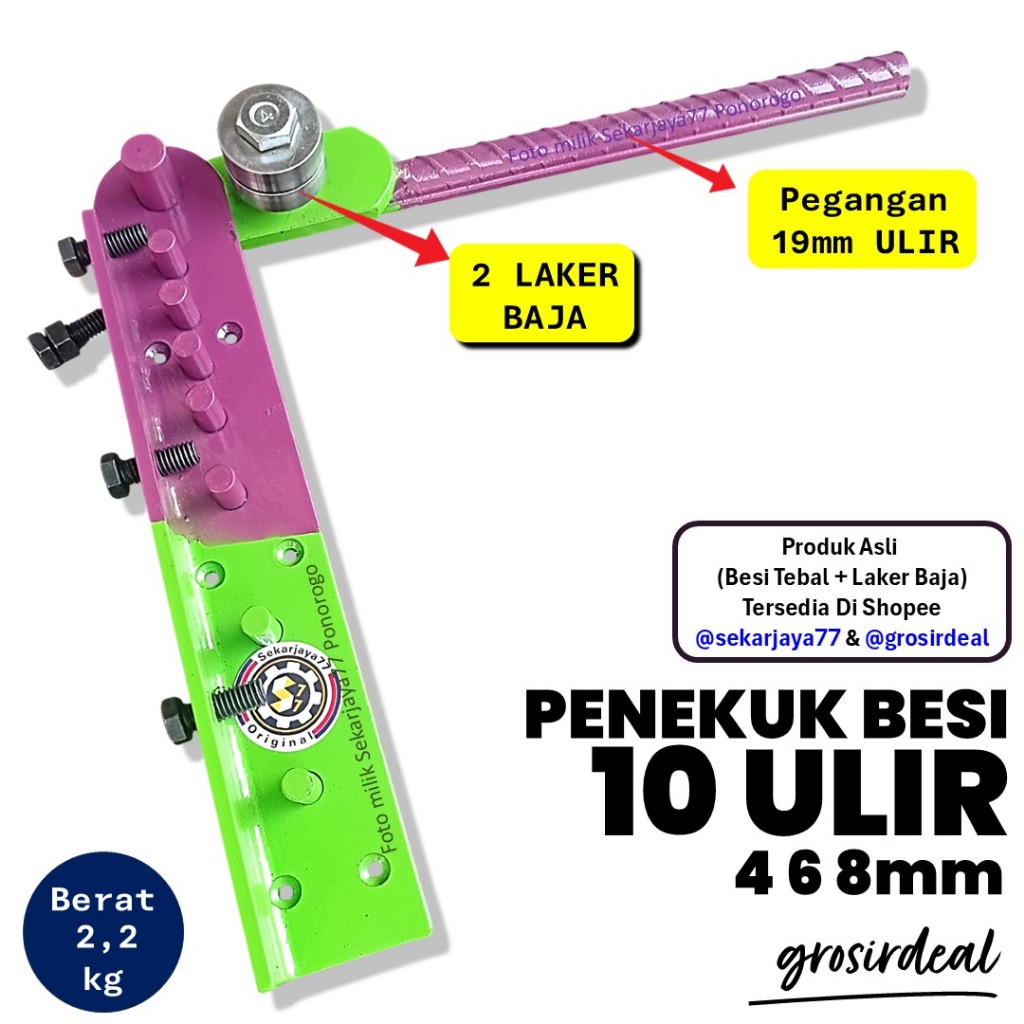 Jual Alat Bekuk Besi Pembengkok Besi Beton 4 6 8 10 mm ULIR Sekarjaya77 ...