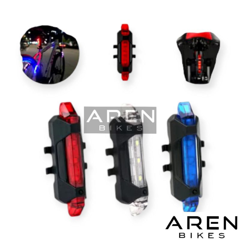 Jual LAMPU SEPEDA LED USB CHARGER LAMP BELAKANG WARNA RECHARGEABLE ...