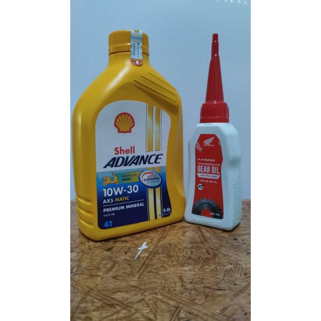 Jual NEW PAKET OLI MATIC OLI MOTOR OLI SHELL ADVANCE MATIC AX5 0.8L 10W ...