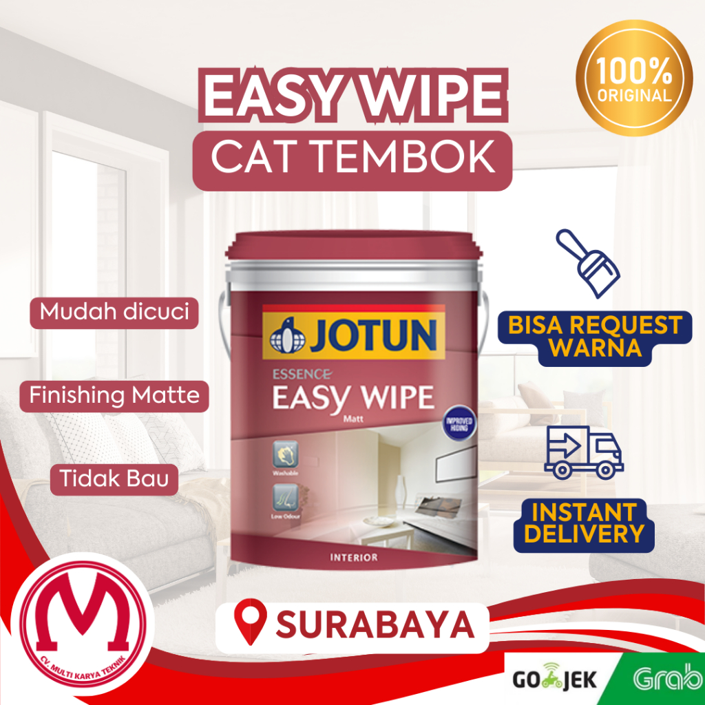Jual Cat Tembok Interior Jotun Easy Wipe Kemasan 18L warna Chi (putih), Oxford River, Lilac ...