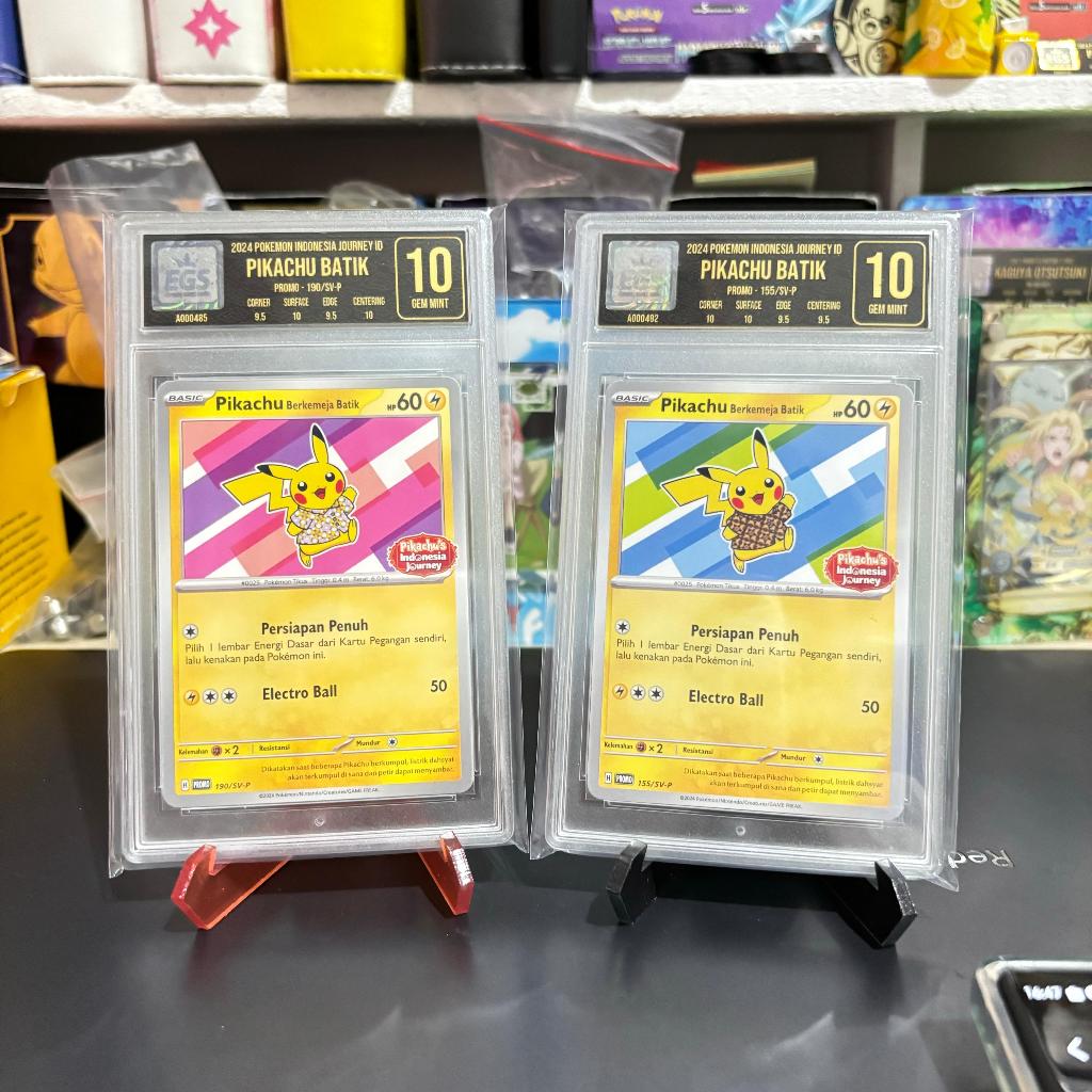 Jual Set sepasang pikachu batik kartu pokemon indonesia tcg pink v4 flower staryu slab grading ...