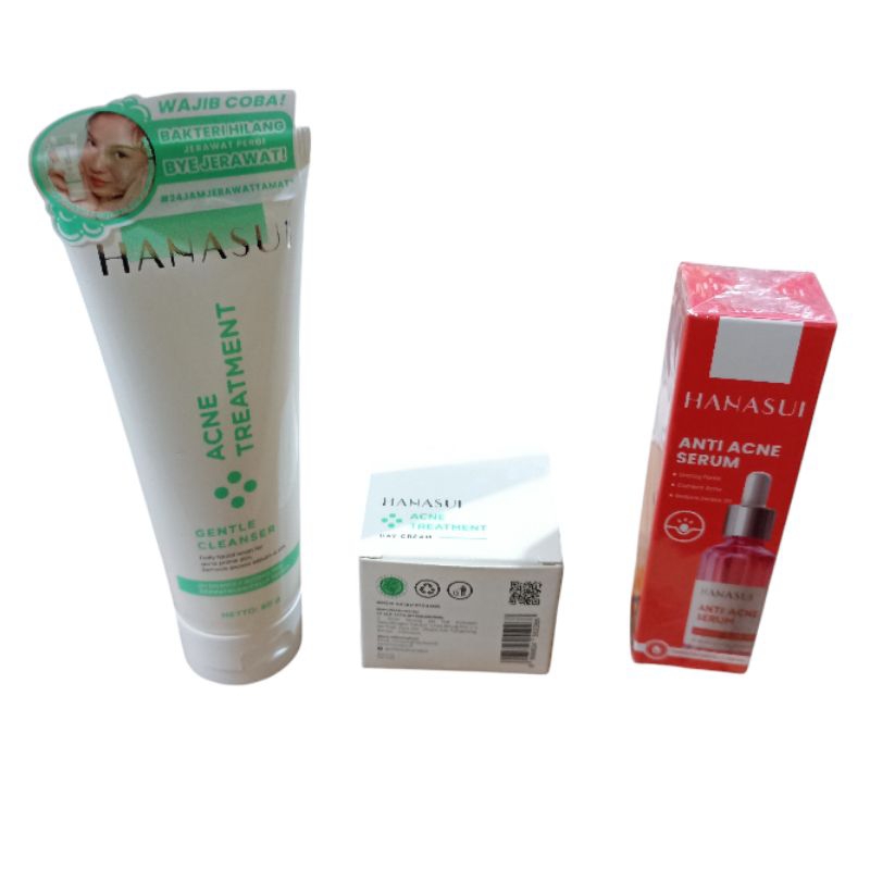 Jual PAKET HANASUI ACNE ( FACIAL FOAM + CREAM DAY+ SERUM) | Shopee ...