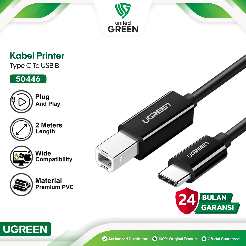 Jual UGREEN Kabel Printer kabel Data Type C to Type B 2 Meter 50446 ...
