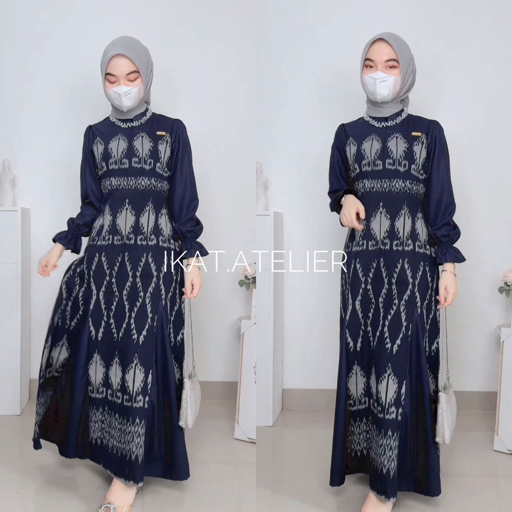 Jual BAJU TENUN COUPLE RAYA DRESS NAVY OUTFIT KONDANGAN BAJU LEBARAN ...