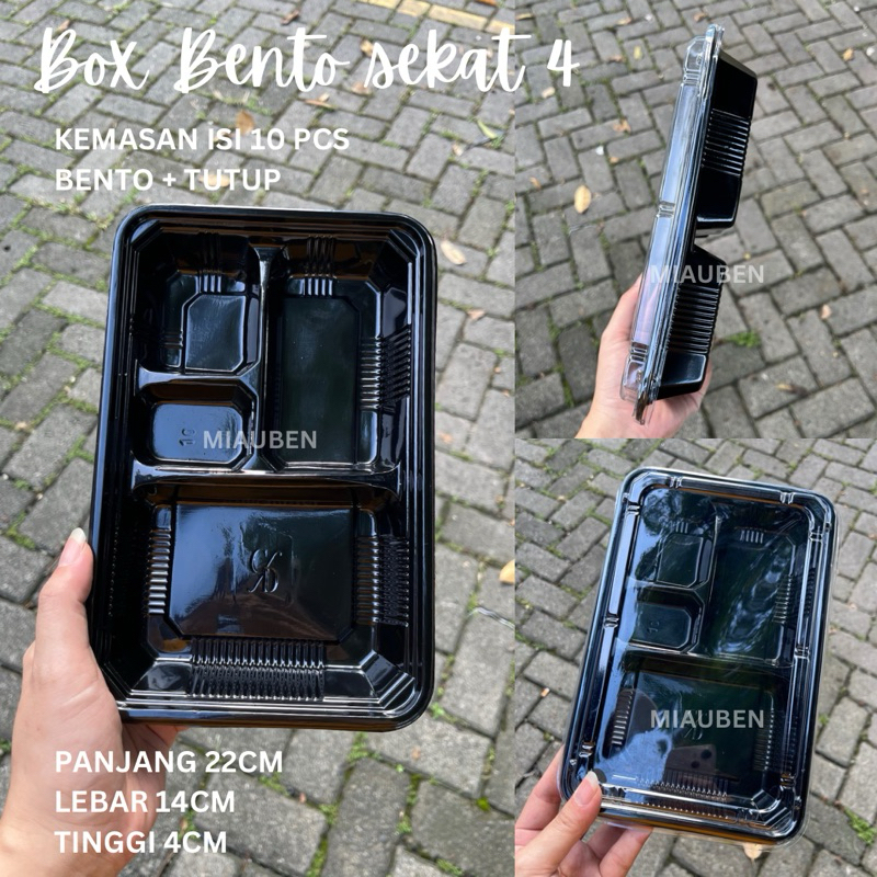 Jual (Isi 10) box bento sekat 4 persegi kotak nasi 4 sekat | Shopee ...