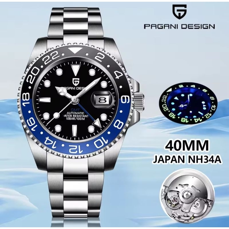 Jual PAGANI DESIGN BATMAN AUTOMATIC NH34 A SEIKO OYSTER SAFIR GLASS + AR COATING 120 KLIK BEZEL ...