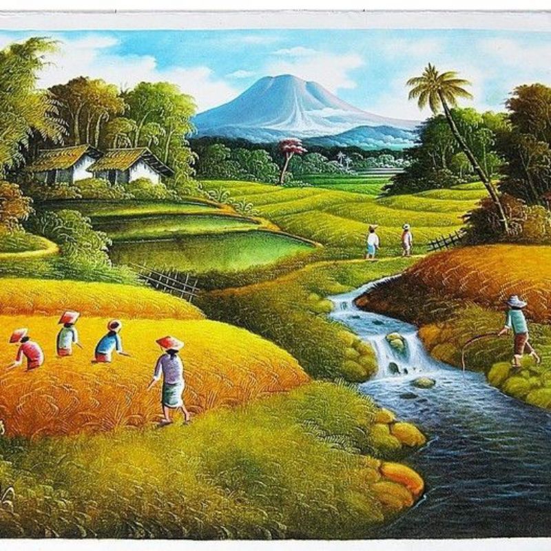Jual POSTER CETAK BIG JUMBO, PEMANDANGAN SAWAH, HIASAN DINDING ...