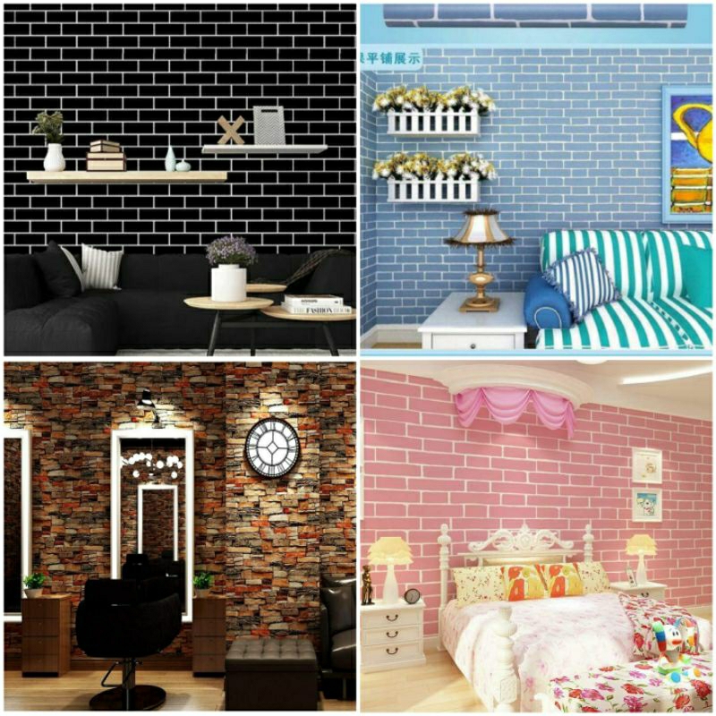 Jual [COD] Wallpaper motif bata Sticker dinding ruangan rumah cafe ...