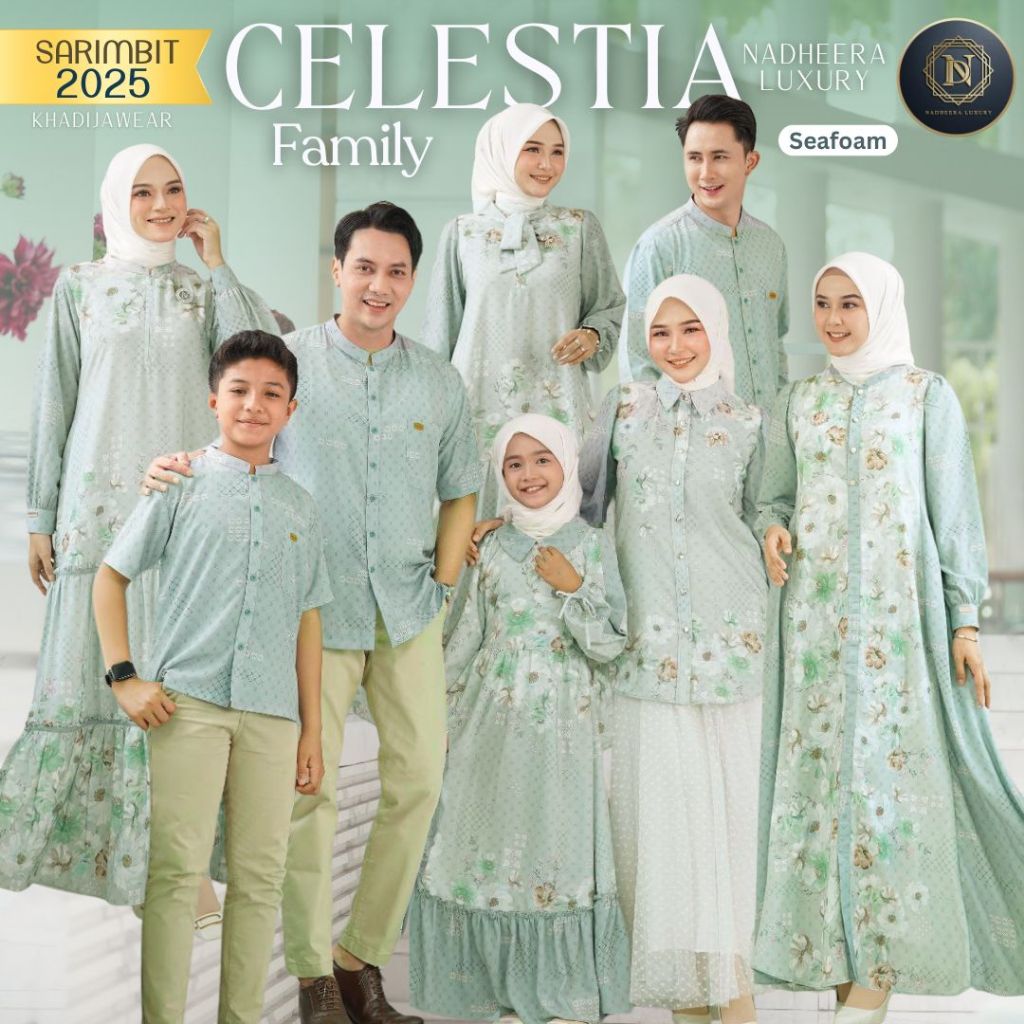 Jual CELESTIA SEAFOAM SARIMBIT NADHEERA LUXURY FAMSET 2025 COUPLE LEBARAN TERBARU CELESTIAL ...