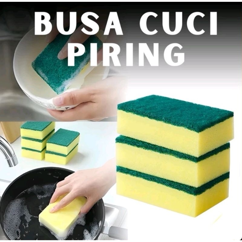 Jual WILL's Busa Spons Cuci Piring Kuning Dan Hijau Pengosok Kasar Daya ...