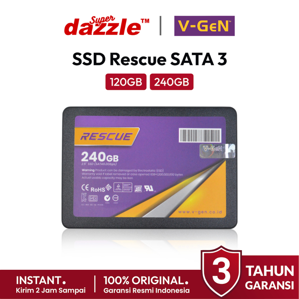 Jual [ TERLARIS ] VGEN SSD Rescue SATA 3 480GB 240GB 120GB Original 100% Garansi Resmi 3 Tahun V ...